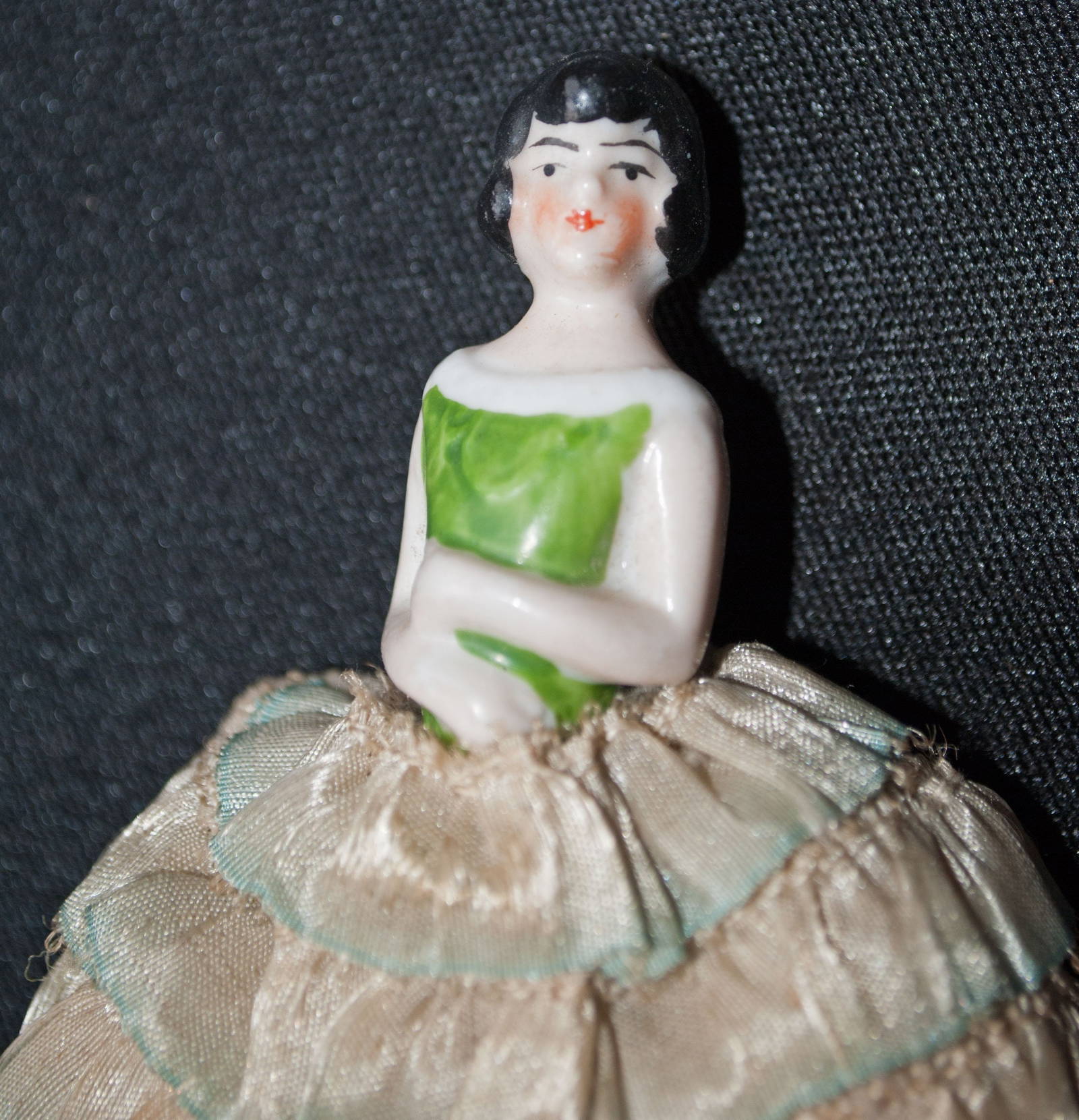 Vintage Half Doll Powder Puff - German Porcelain 4" Flapper Half Doll ...