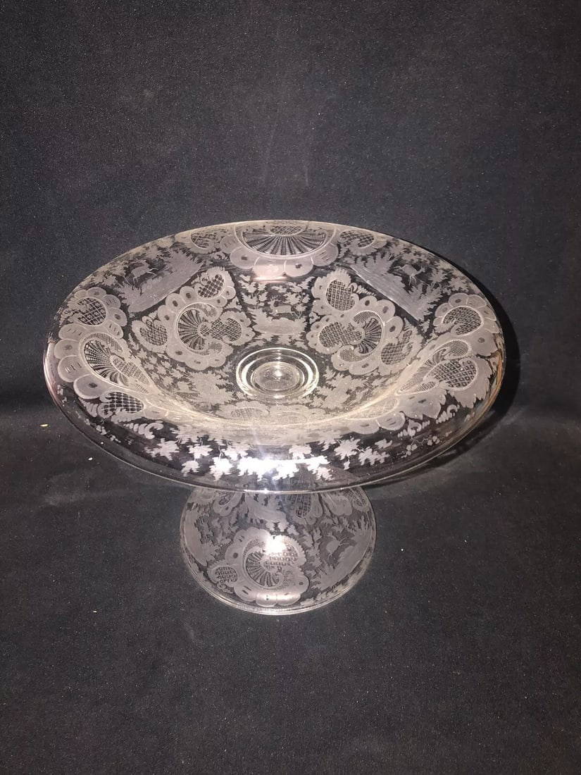 Bohemian Glass Intaglio Cut Compote Auction