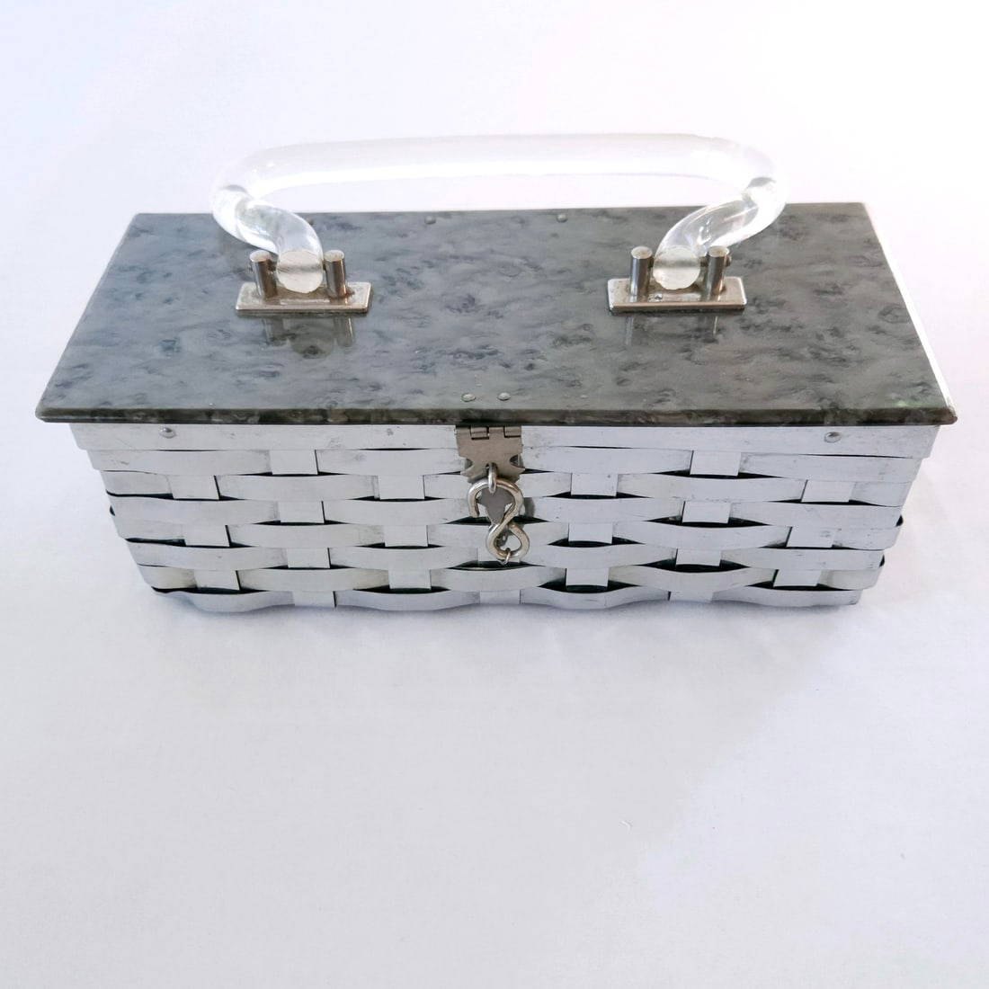 Dorset Rex Fifth Avenue Woven Metal Hand Bag With Lucite Handle And Lid ...