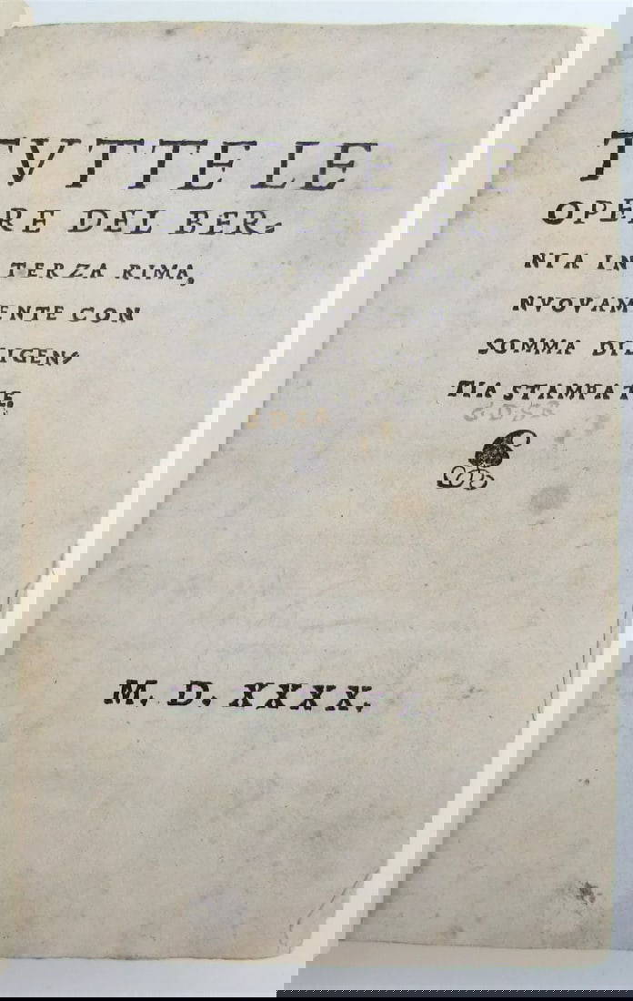 1540 Burlesque Poetry By Francesco Berni Antique Tutte Le Opere Del ...