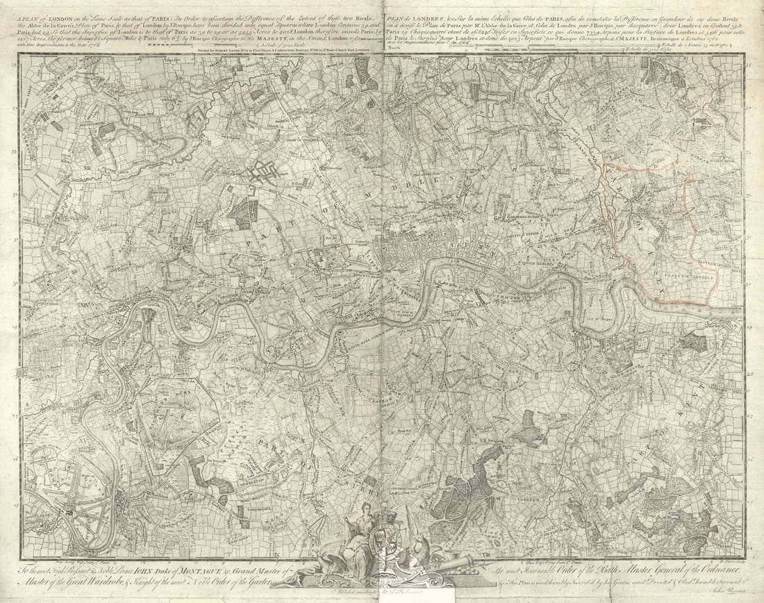 A Plan Of London On The Same Scale As That Of Paris.. By John Rocque ...