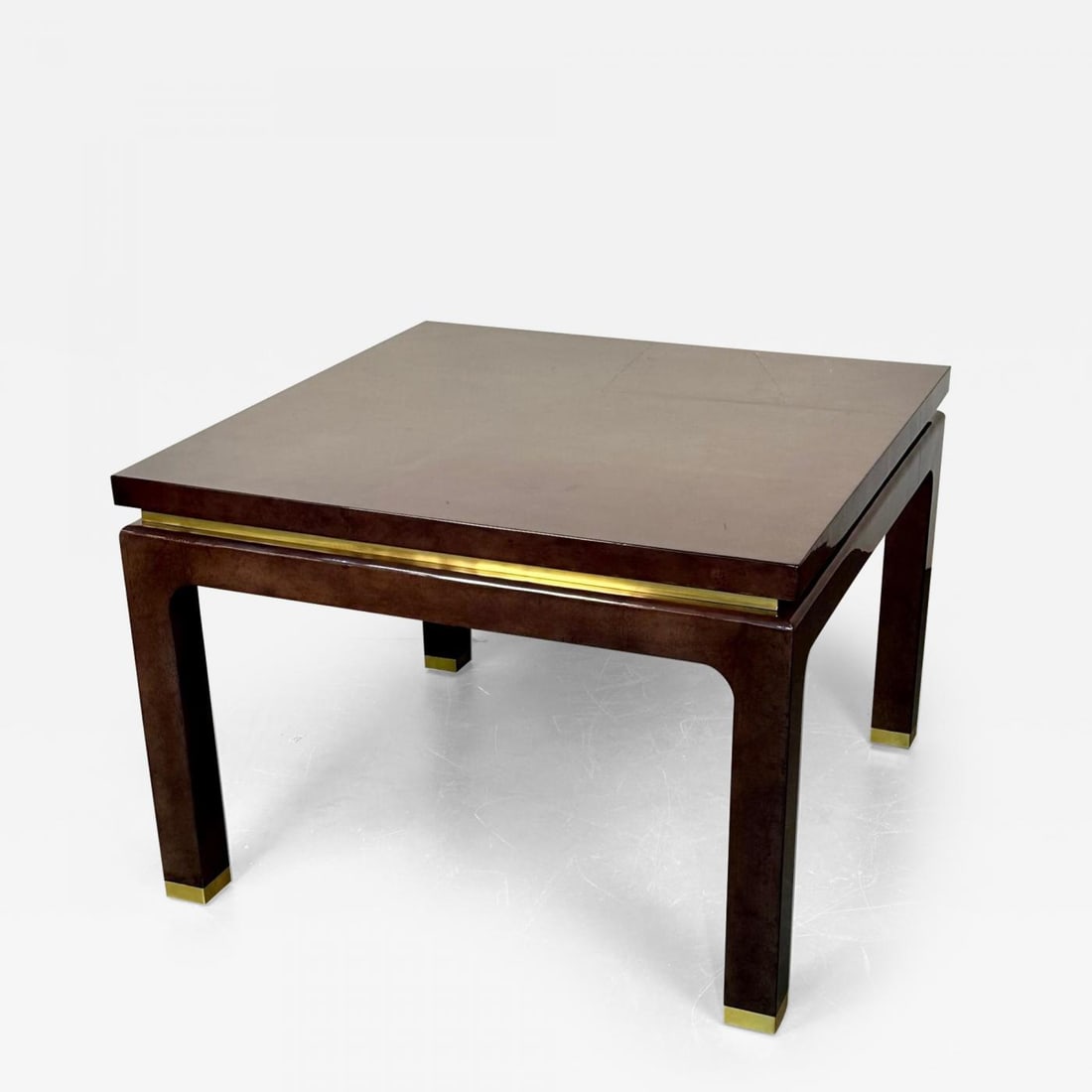 Mid-century Modern Square Game / Center Table, Lacquer And Brass ...