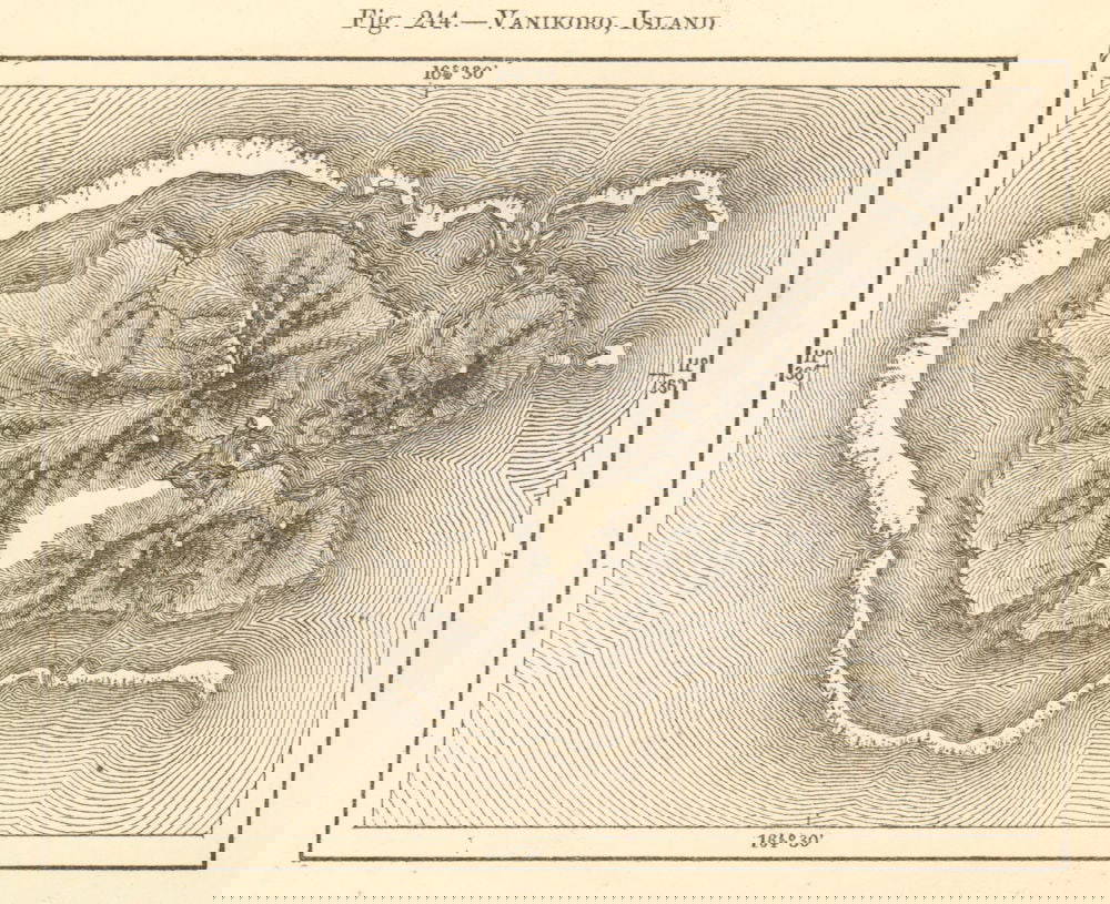 Vanikoro Island. Pacific Ocean. Solomon Islands. Sketch Map 1886 Old ...