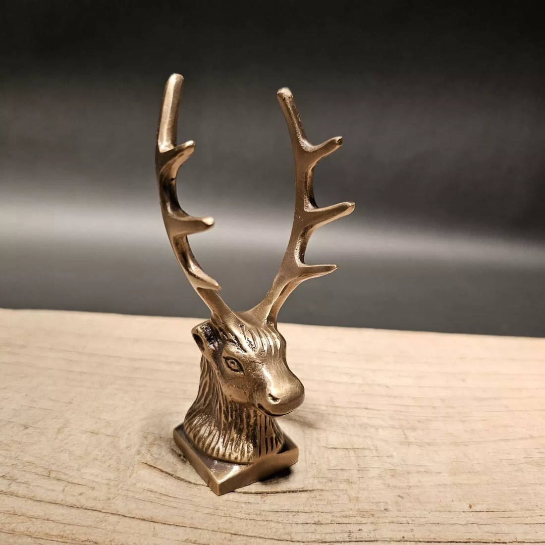 Brass Elk Deer Stag Pen Holder Desk Stand Auction