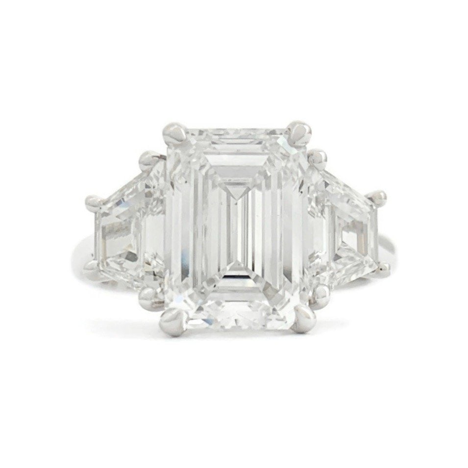 3-stone Emerald Cut Lab Diamond Ring Auction