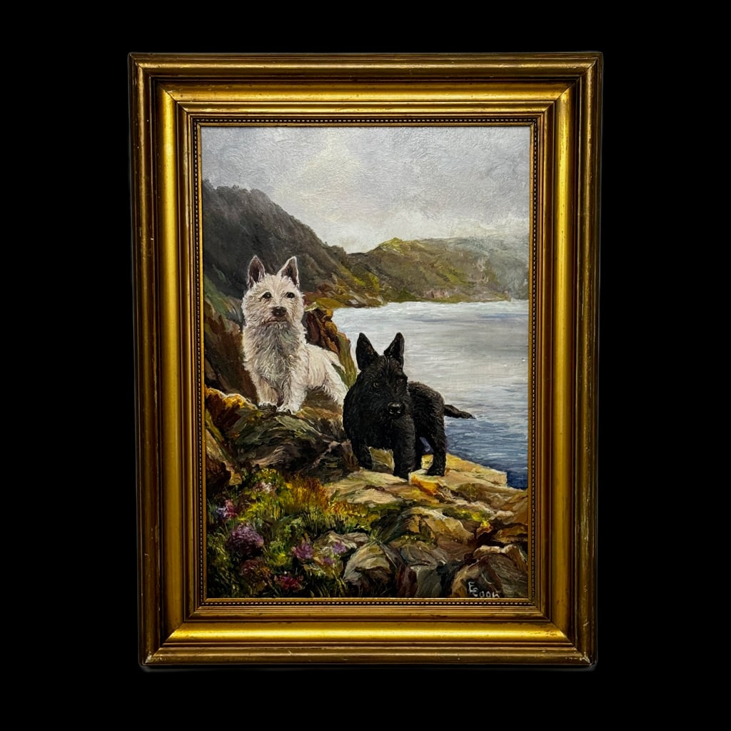 Oil Painting Scottish Terrier Dogs In Highlands Loch Awe After Samuel ...