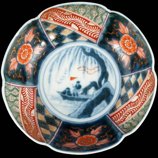 Japanese Imari Bowl With Boat Scene 19th C