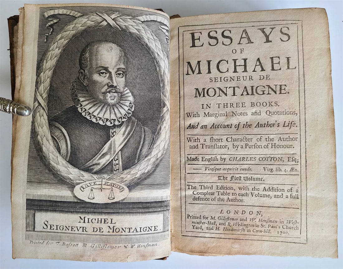 1700 Essays Of Michael Seigneur De Montaigne Vol. I Antique In English ...