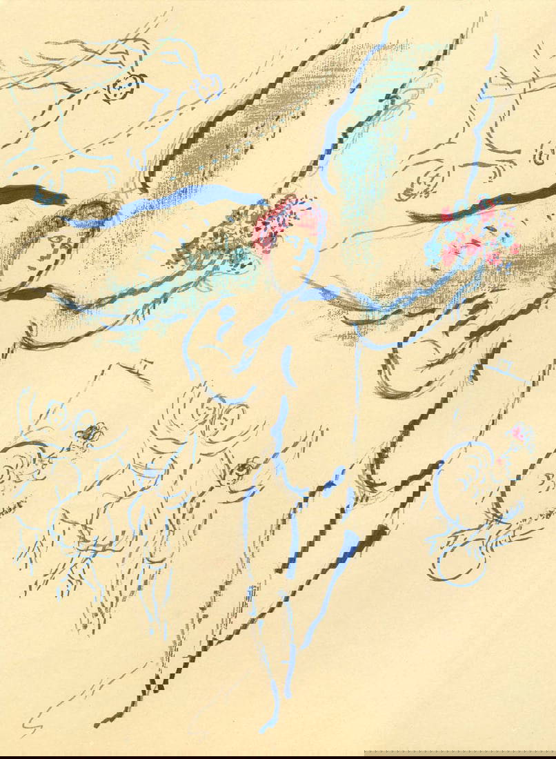 Chagall Sketch Of Firebird Lithograph Paris Opera 1966 Auction