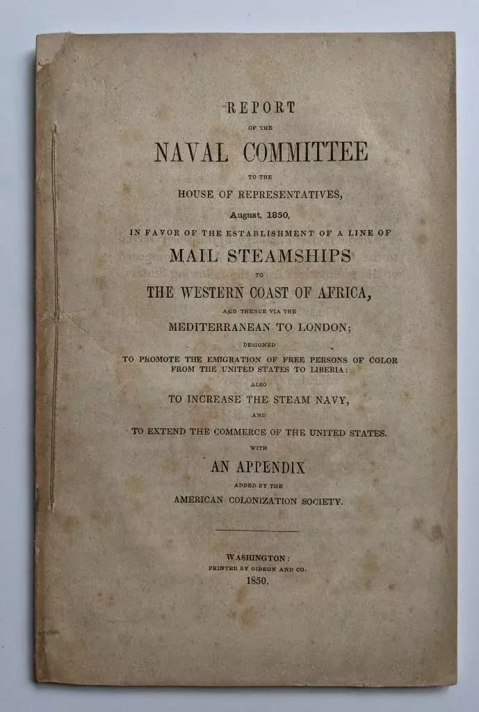 1850 Report To Send Free Blacks To Liberia Africa, American ...