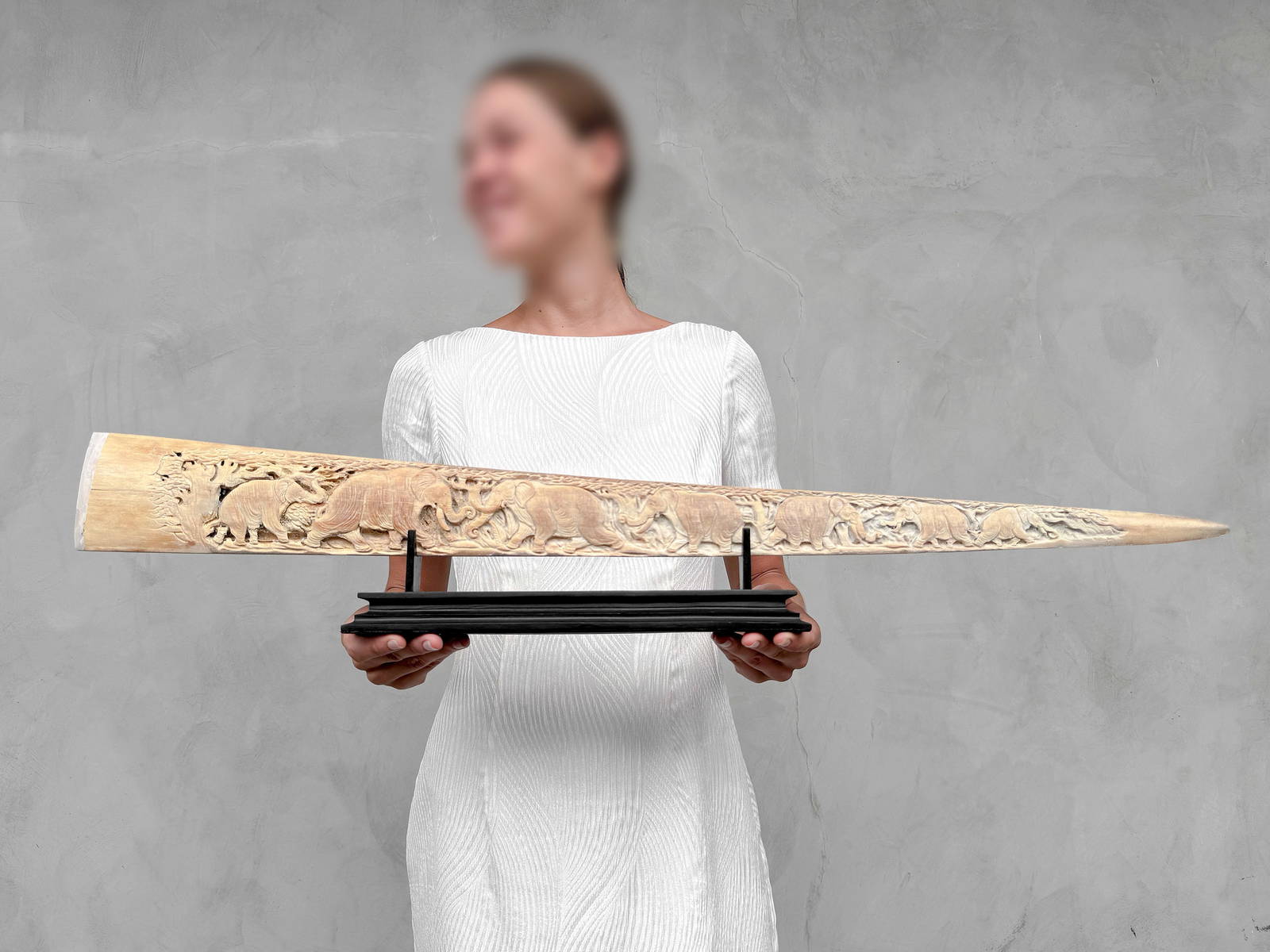 Extra Large Carved Swordfish Rostrum - Parade Of Savannah Elephants Auction