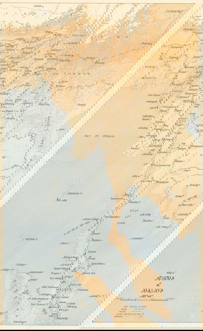 Burma & Malaya 1943-44. Japanese & Allied Airfields. Indochina Siam Ww2 ...