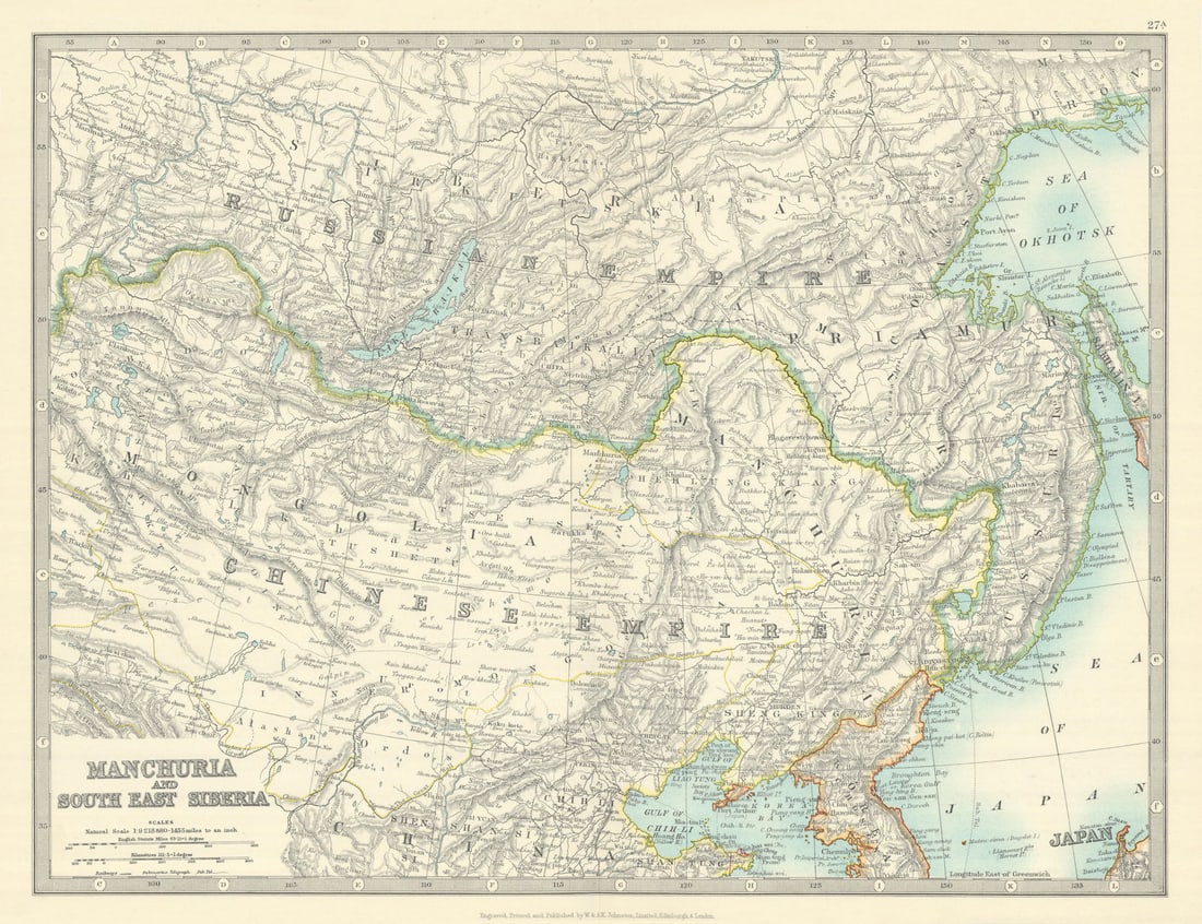 Manchuria & South East Siberia Mongolia China Russia East Asia Johnston ...