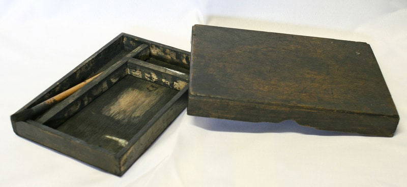 Korean Antique Compartmented Inkstone Box And Old Brush Auction