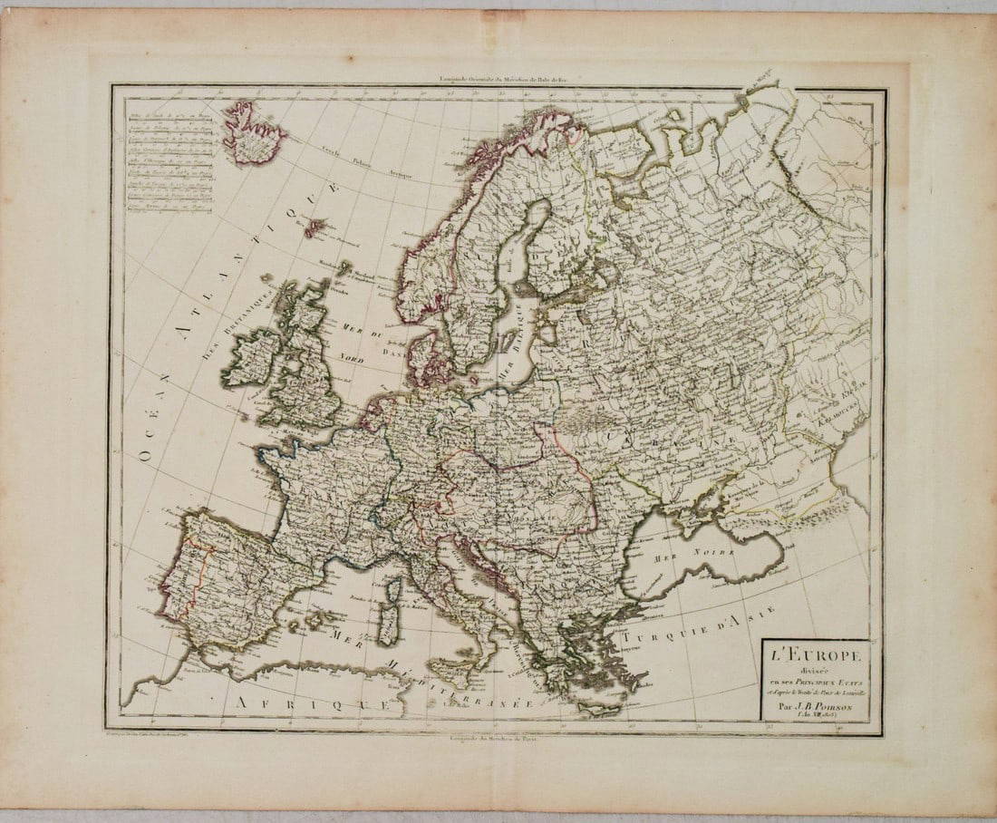 1803 Poirson Map Of Europe -- L'europe Divisee En Ses Principaux Etats Et D'apres Le Traite De ...