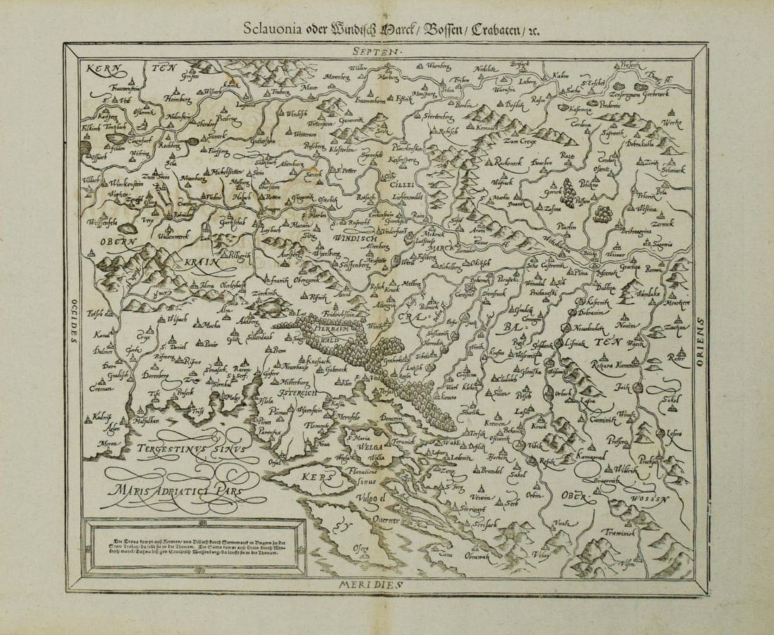 1598 Munster Map Of Northern Adriatic Coastal Areas -- Sclavonia Oder ...
