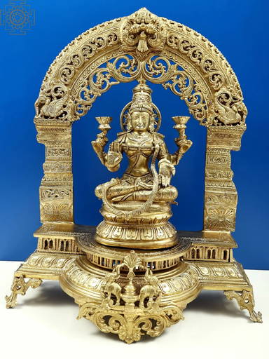 21" Ardha Padmasana Devi Lakshmi Within A Makeshift Temple | | Made In ...
