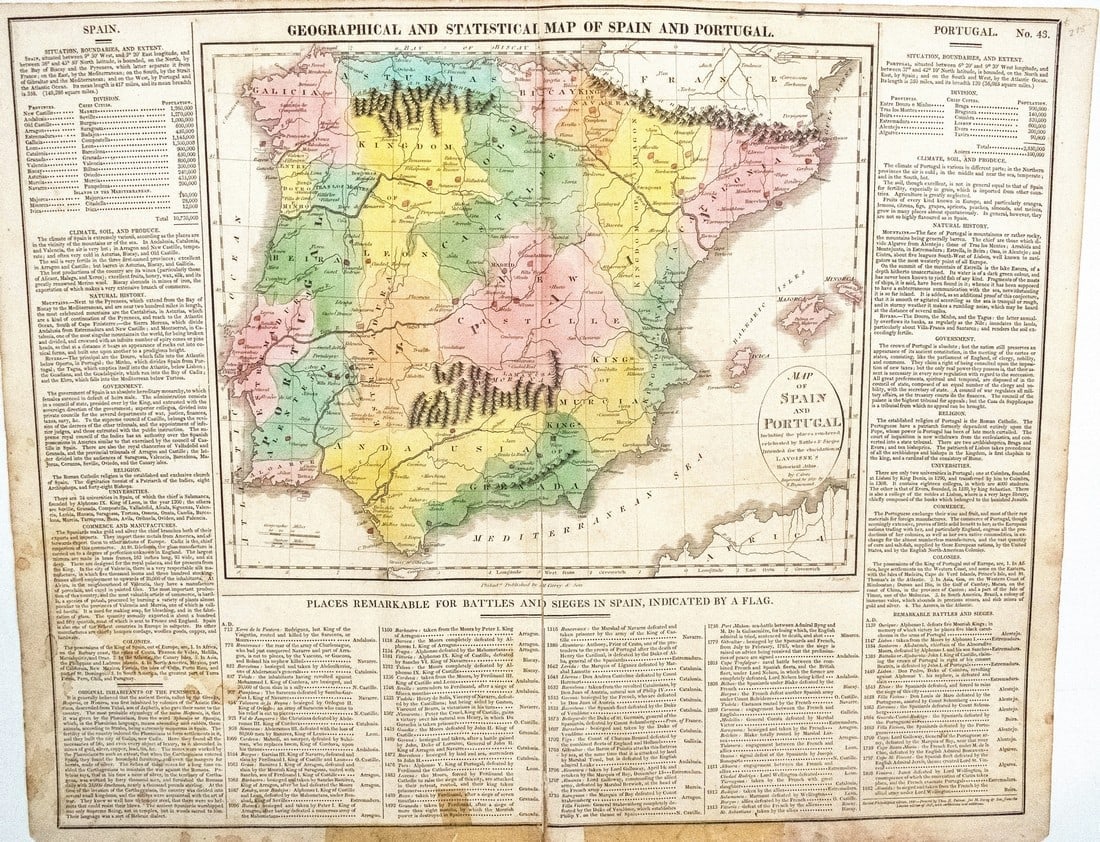 1820 Lavoisne Map Of Spain And Portugal -- Geographical And Statistical ...