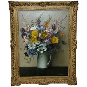 Robert Lox Floral Still Life Oil Painting