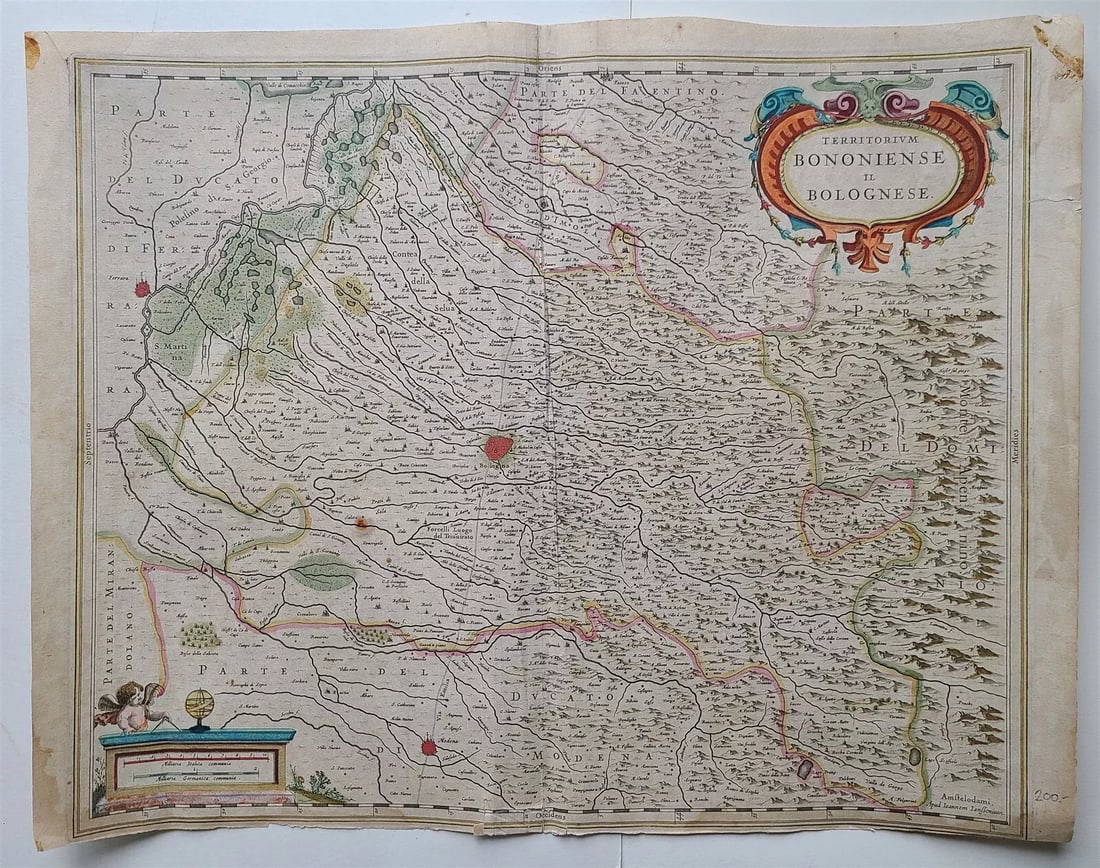 1641 Map Of Italy Antique Authentic Territorium Bononiense Il Bolognese ...