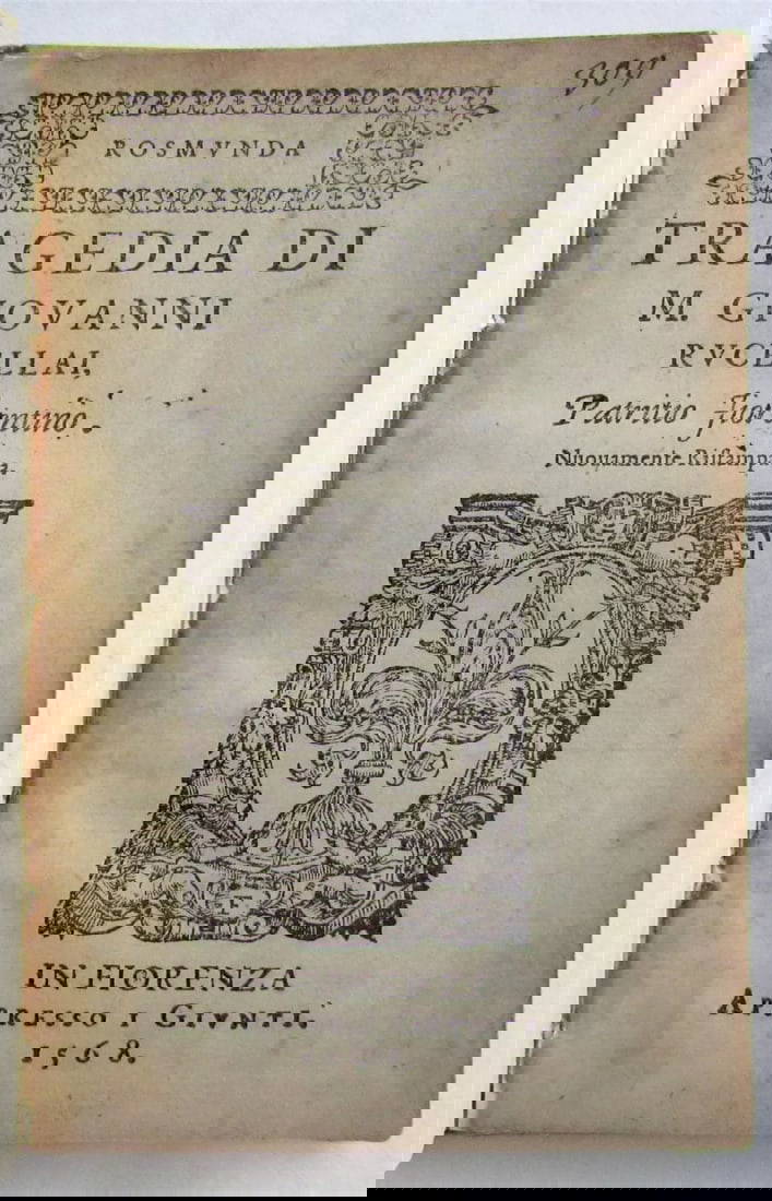 1568 Poetry Rosmunda Tragedy By Giovanni Rucellai Antique Vellum 16th ...