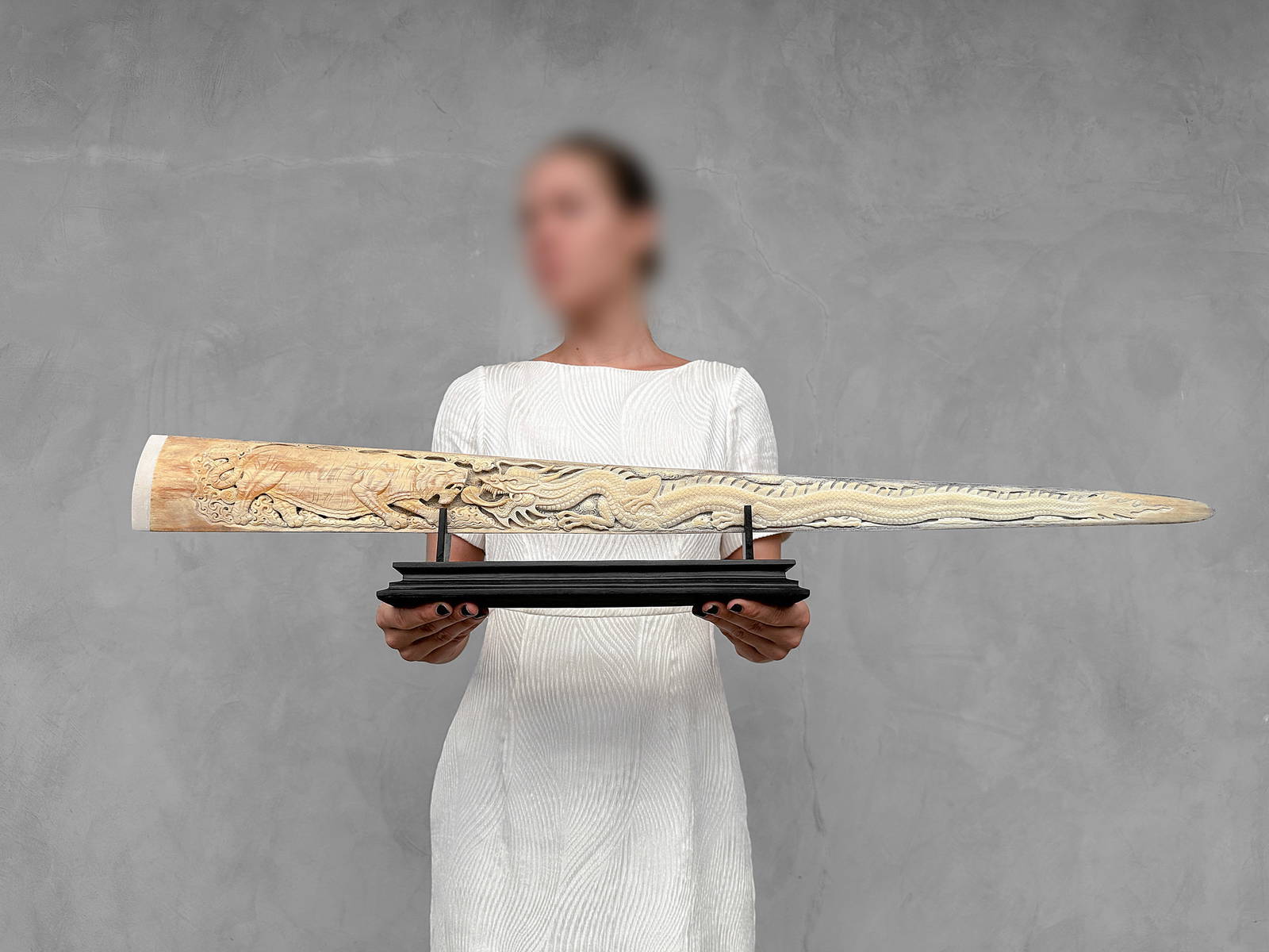 Extra Large Carved Swordfish Rostrum - Dragon Tiger Auction