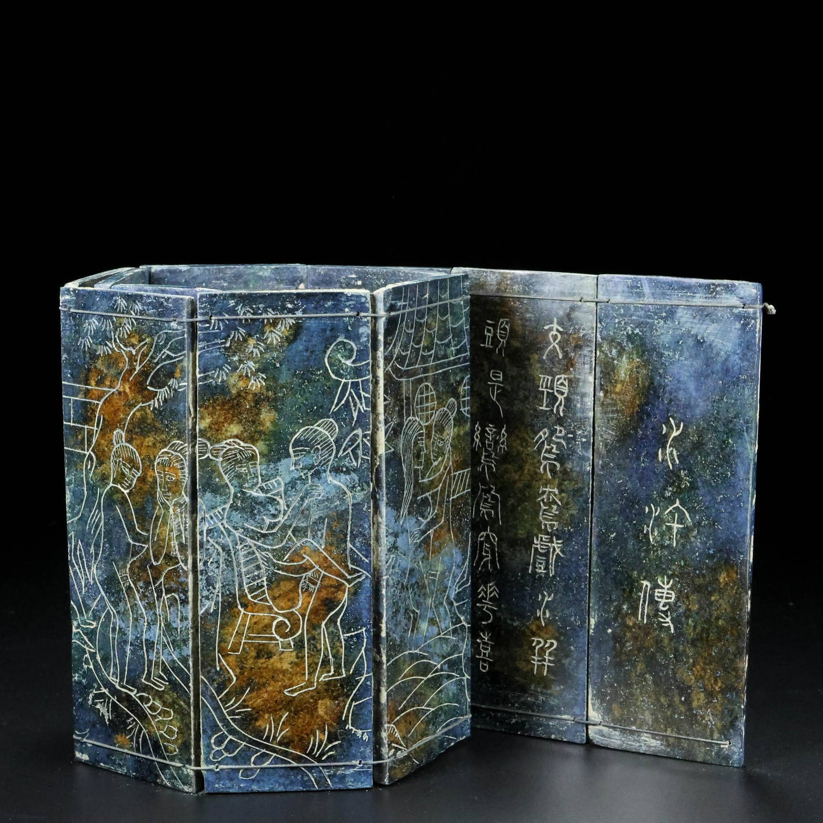 Old Chinese Hetian Jade Carved Figure & Writing Statue Auction