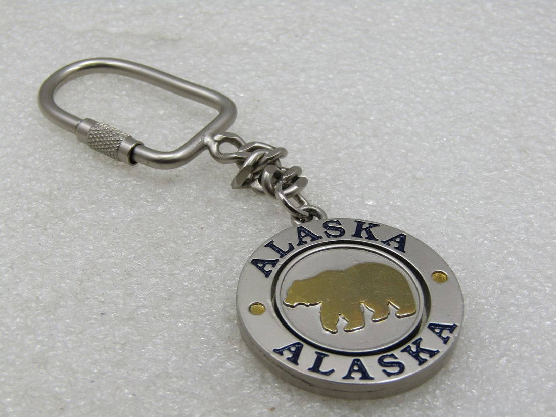 Vintage Alaska Key Chain, Two-tone With Bear & Moose Auction