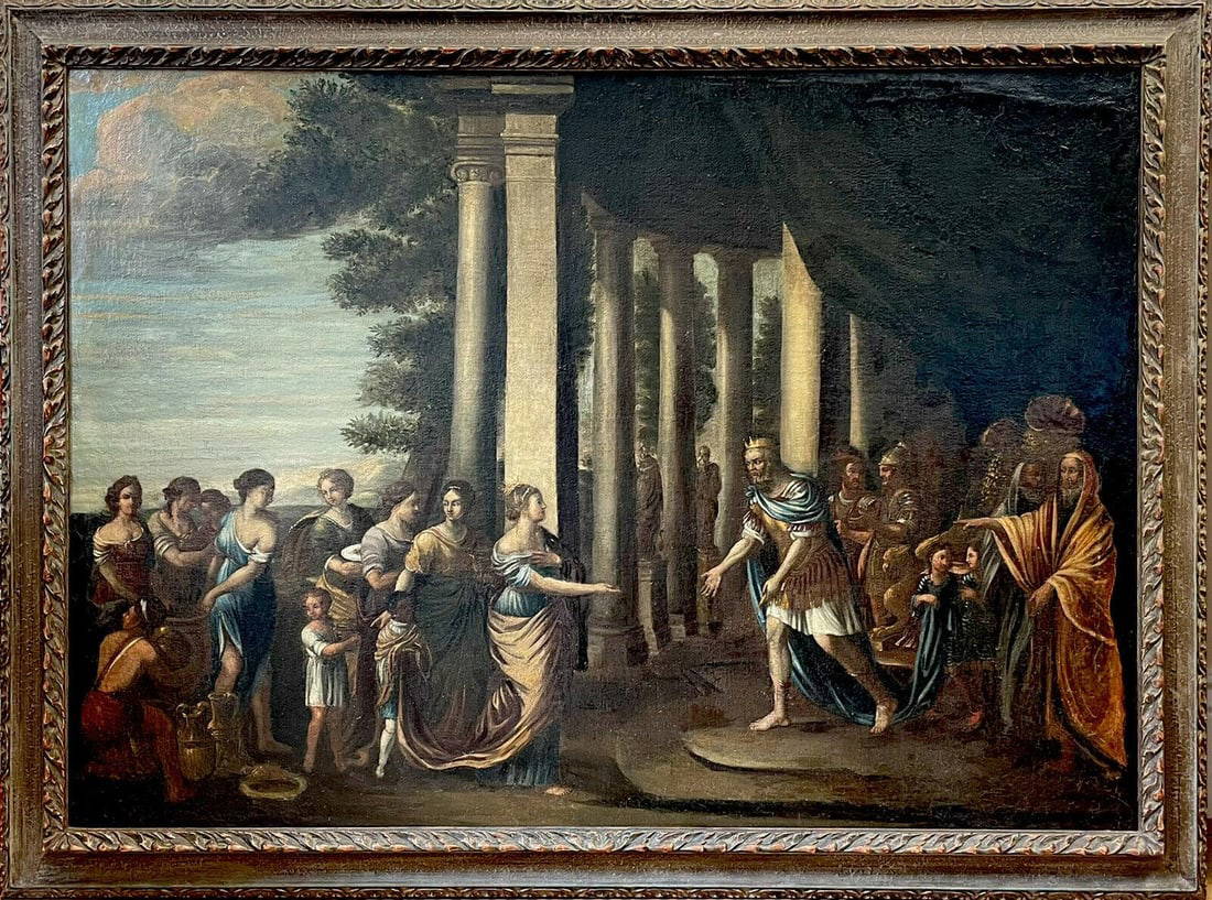 Huge 17thc Italian Old Master Oil Painting - King & Court Figures Roman ...