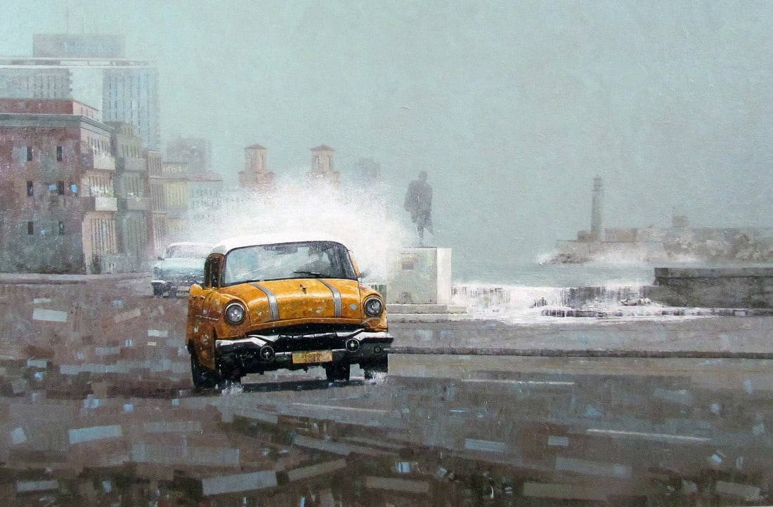 Dwight Baird - Riders On The Storm, Cuba - 2015 Painting - Signed 24" X ...