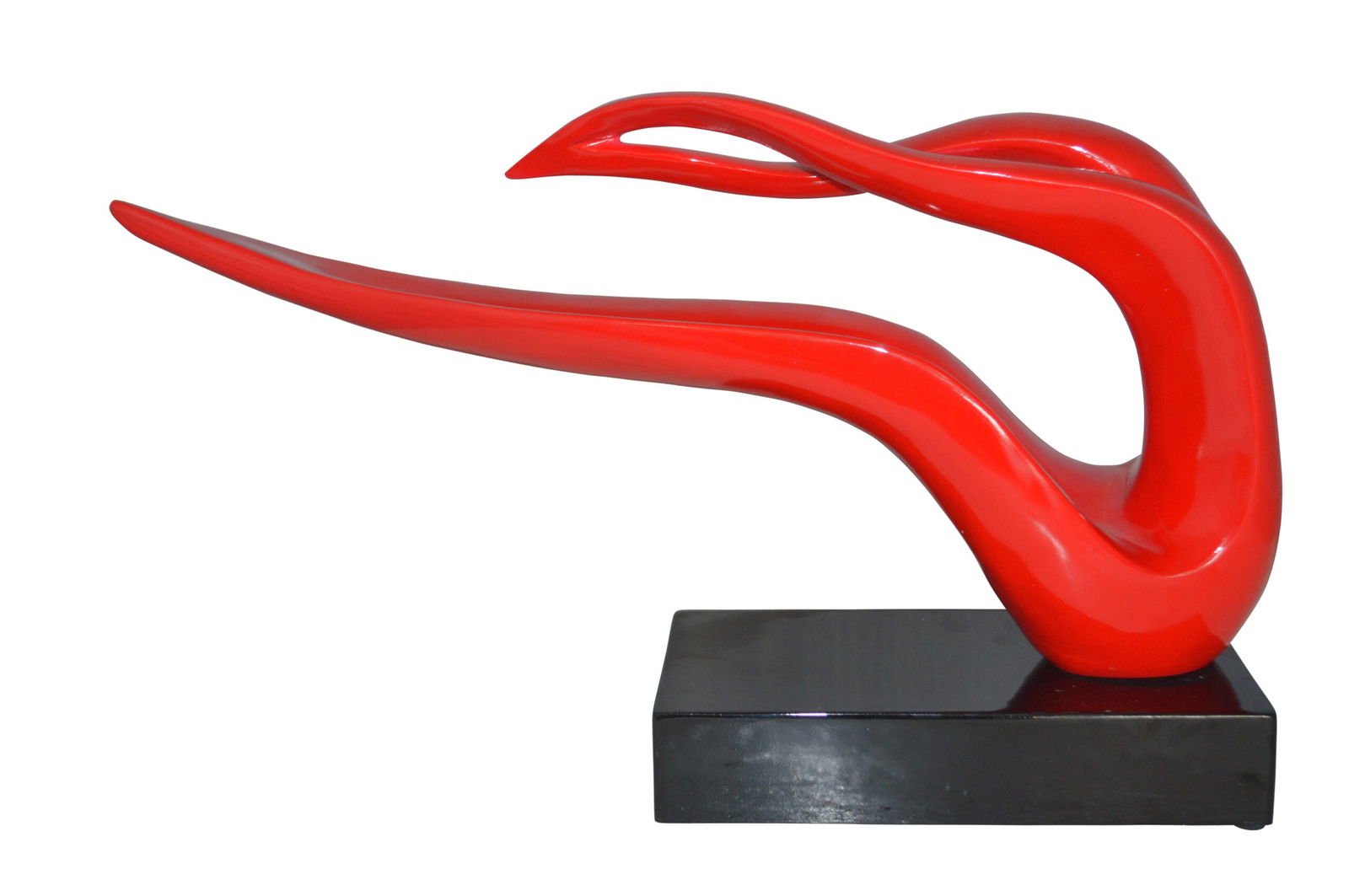 Modern Art Red Ribbon Resin Statue - Size: 25"l X 6"w X 13"h. Auction
