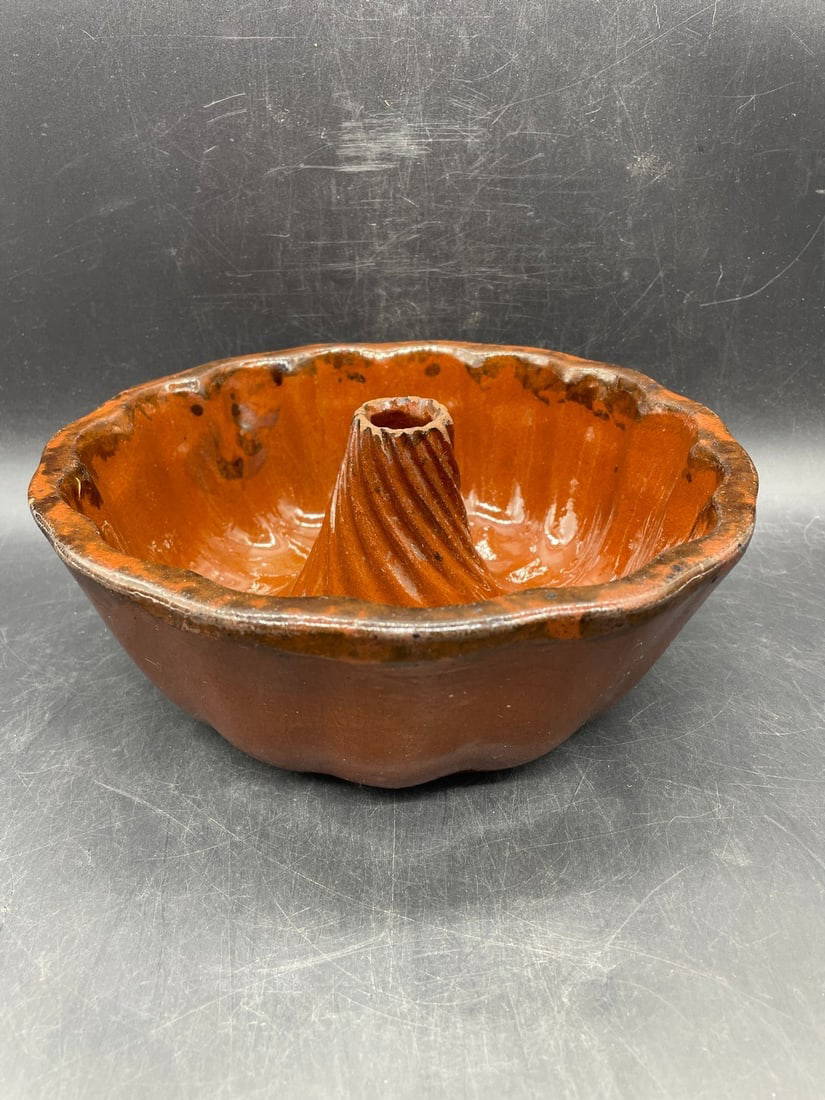 Antique Redware Turks Head Cake Mold Auction