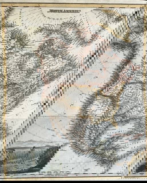 1828 North America Map With Niagara Falls By Blackie & Fullerton Co ...