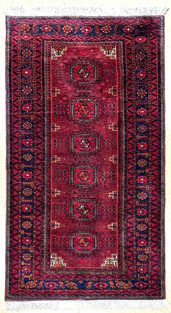 Persian Hand Knotted Antique Balouch Tribal Maroon Wool Oriental Area ...