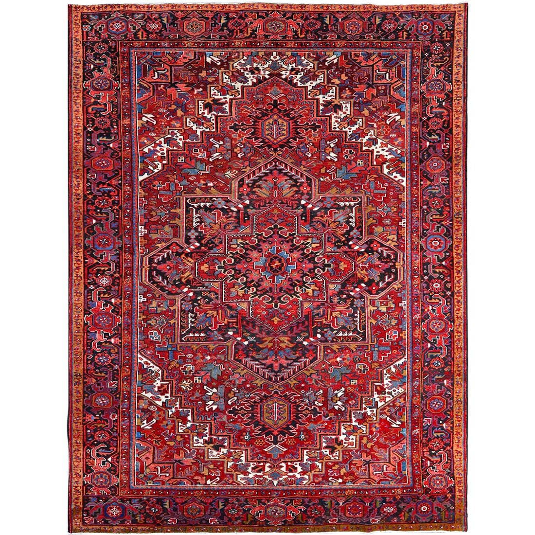 Rouge Red Pure Wool Zoroastrian Heris Evenly Worn Hand Knotted Rug Auction