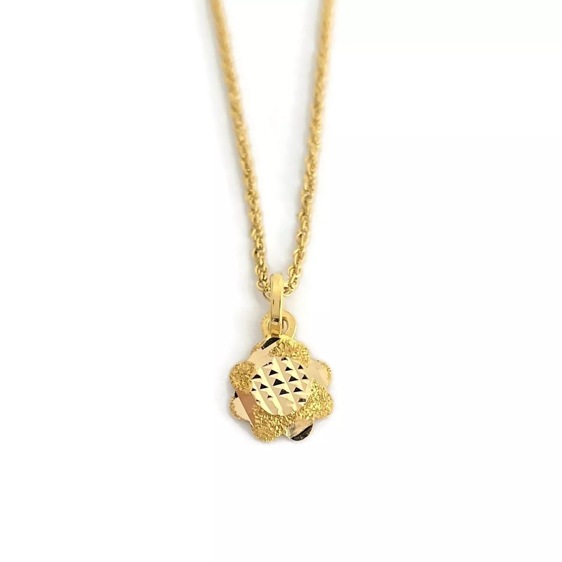 Small Gold Flower Pendant Necklace 22k 18k Yellow Gold, 22 Inches, 1.31 ...