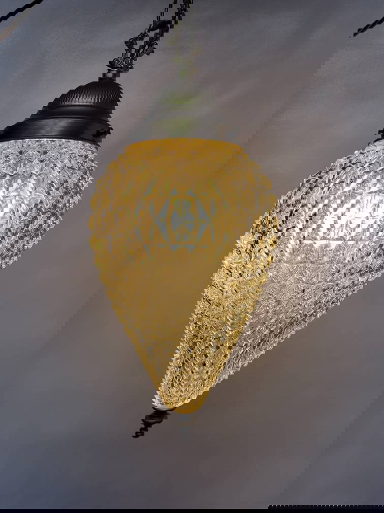 Vintage Glass Swag Hanging Lamp Pendant Light Hollywood Regency Clear ...