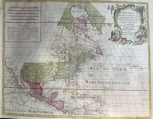 C.1772 Colonial Era Map Of North America By T.c. Lotter Auction