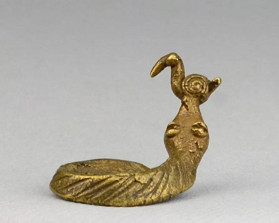 Cute Zoomorphic Figure Bronze Snake Bird African Art Brass Burkina Faso ...