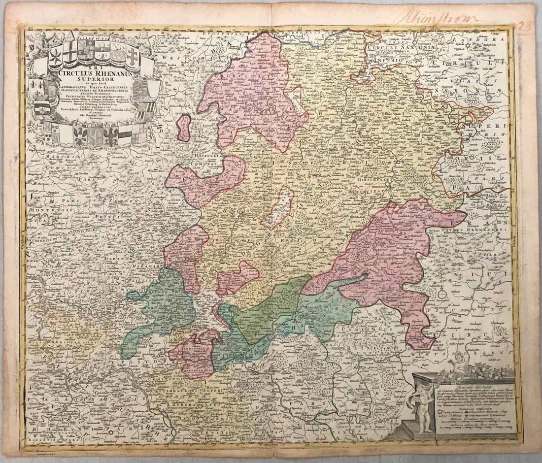 1720 Homann Map Of Central Germany, Including Frankfurt And The Scenic ...