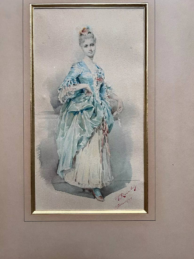 Antique Ink Drawing Original Signed Woman Portrait 19th Century Auction