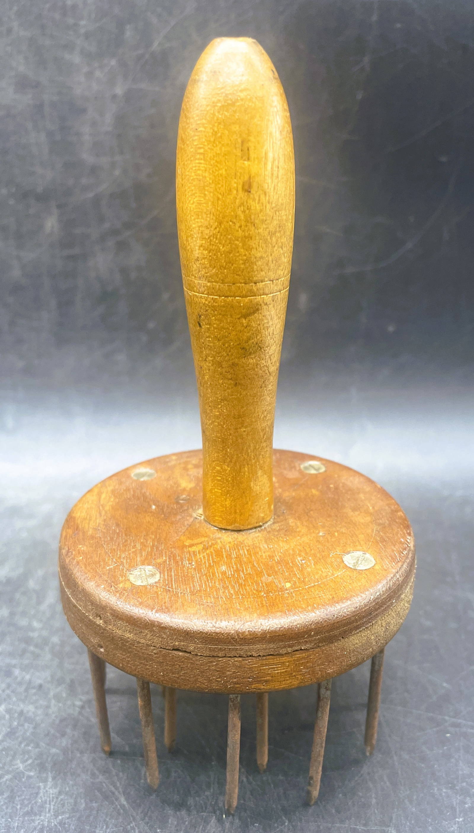 Antique Shaker Biscuit Cracker Pricker Lovely Hand Turned Wood Iron ...