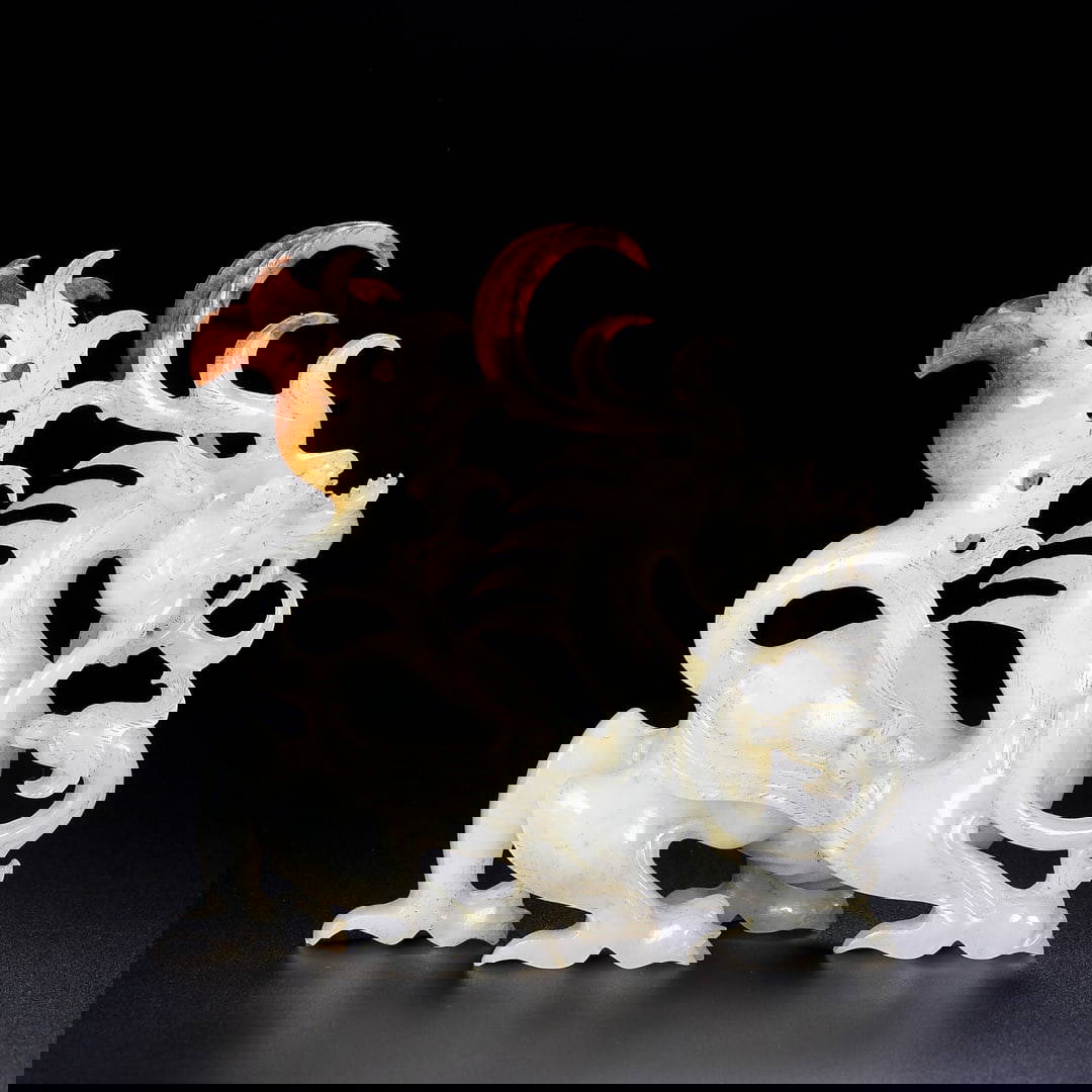 Openwork Chinese Hetian Jade Dragon Statue Auction