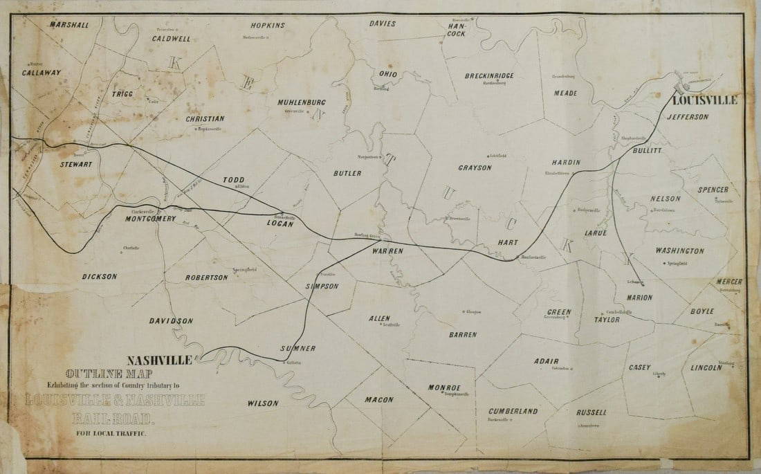 Buy 1880s Map Of The Louisville & Nashville Railroad System -- Outline ...