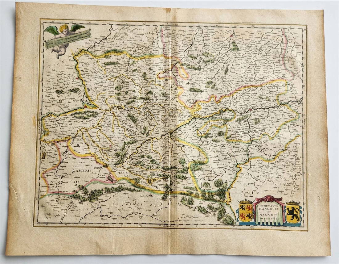 Buy 1640 Map Of Hainaut Namur Belgium By Willem Blaeu Antique Authentic Hand Colored | Jasper52 ...