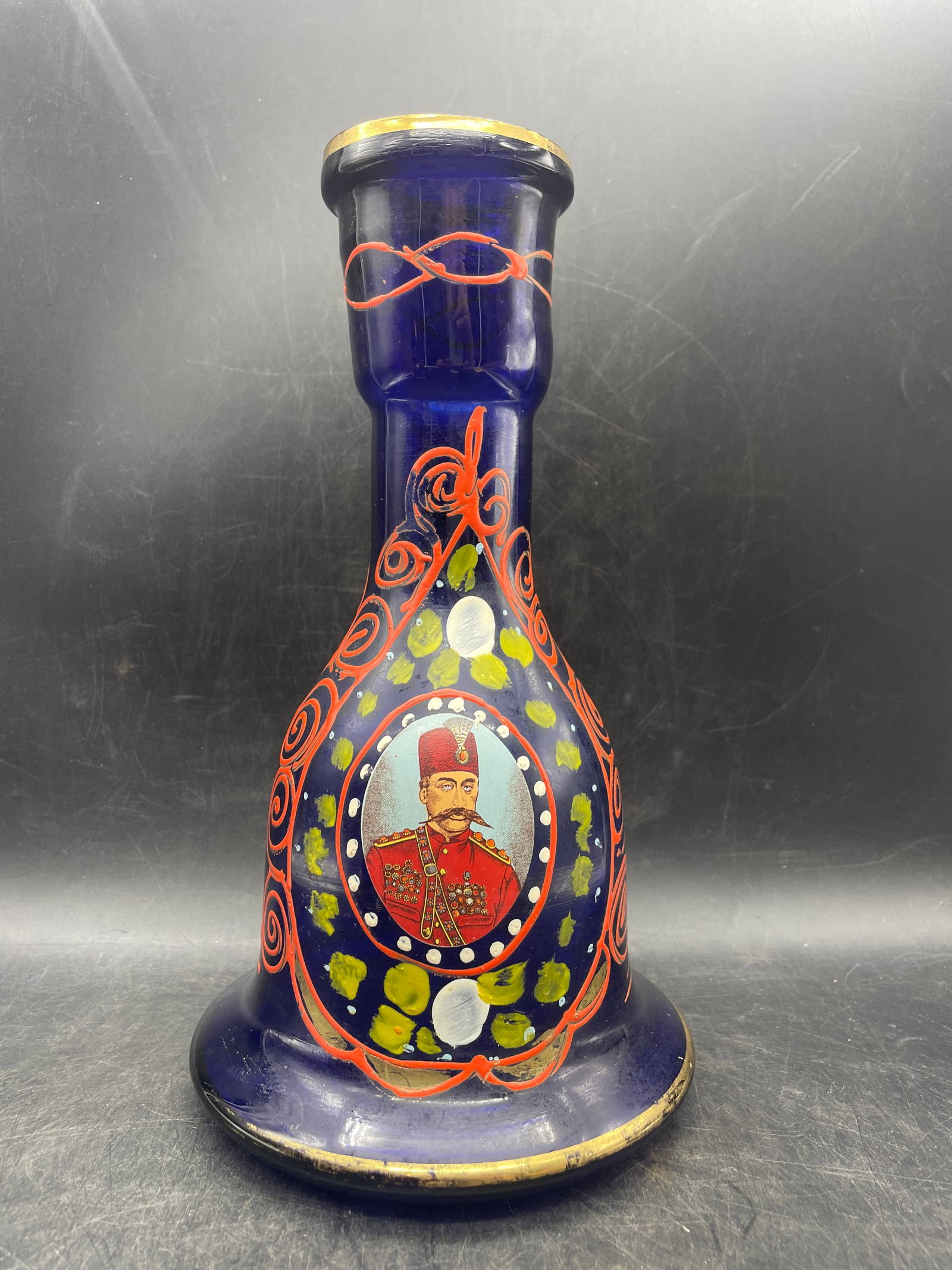 Buy Persian Qajar Cobalt Blue Pipe Hookah Nargileh Shisha Base Glass ...