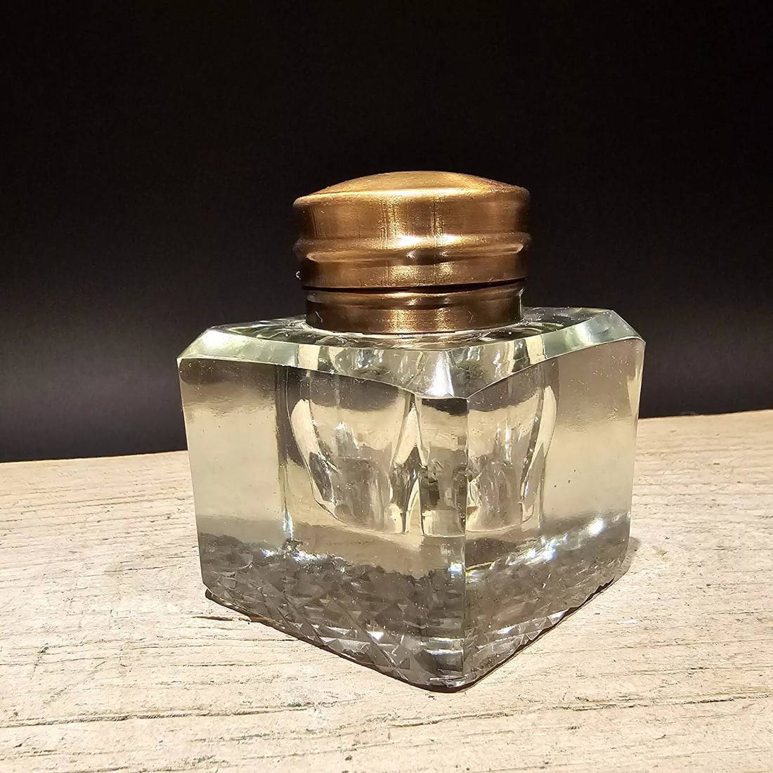 Clear Square Glass Inkwell Ink Pot Bottle Auction