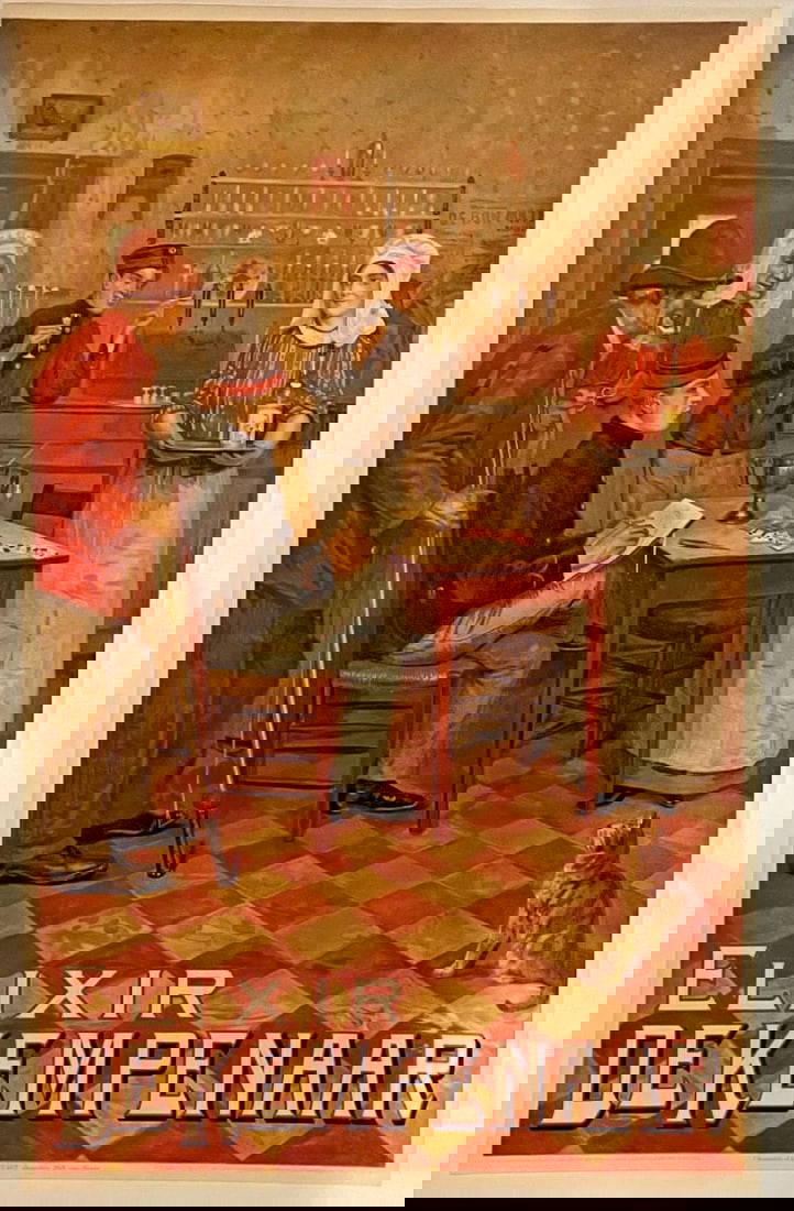 Original Vintage C.1890 "elixir De Kempenaar" Poster Linen Backed - May ...