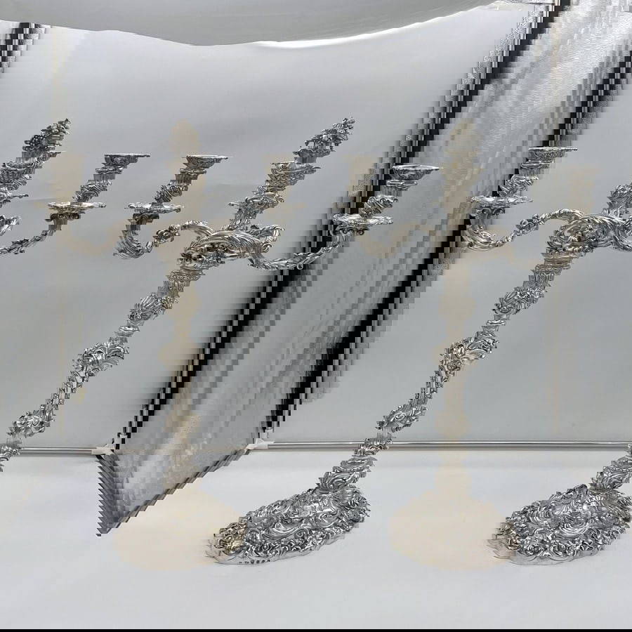 Early 19th Century Antique George Iv Silver Pair Cast Candelabra London ...