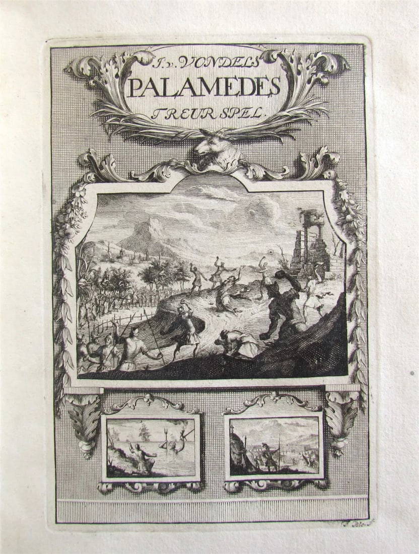 1707 Palamedes Dutch Poetry Van Den Vondel Joost Vellum Binding Antique ...